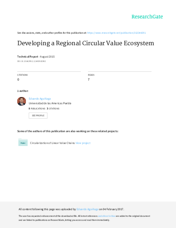 (PDF) Developing a Regional Circular Value Ecosystem