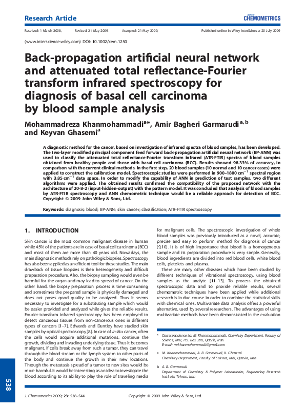 (PDF) Back-propagation artificial neural network and attenuated total reflectance-Fourier ...