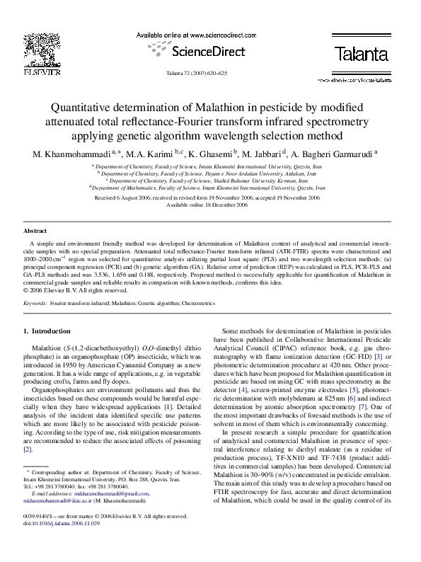 Pdf Quantitative Determination Of Malathion In Pesticide By Modified
