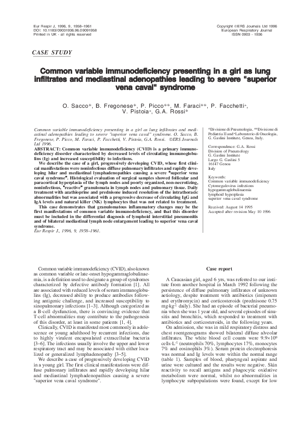 (PDF) Common variable immunodeficiency presenting in a girl as lung ...
