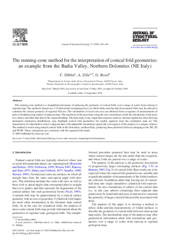(PDF) The running-cone method for the interpretation of conical fold ...