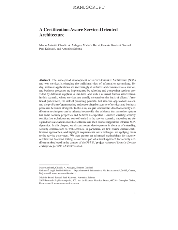 (PDF) A Certification-Aware Service-Oriented Architecture