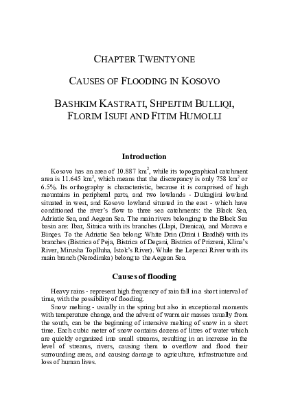 (PDF) CHAPTER TWENTYONE CAUSES OF FLOODING IN KOSOVO BASHKIM KASTRATI ...