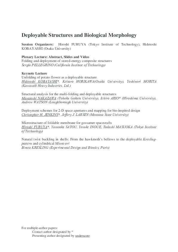 (PDF) Deployable Structures and Biological Morphology B. Kresling ...