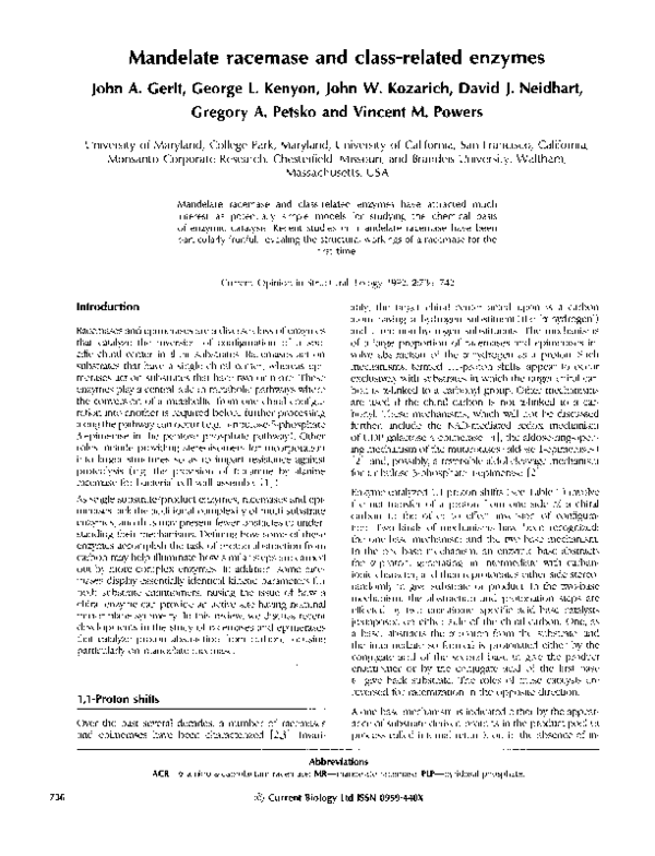 (PDF) Mandelate racemase and class-related enzymes