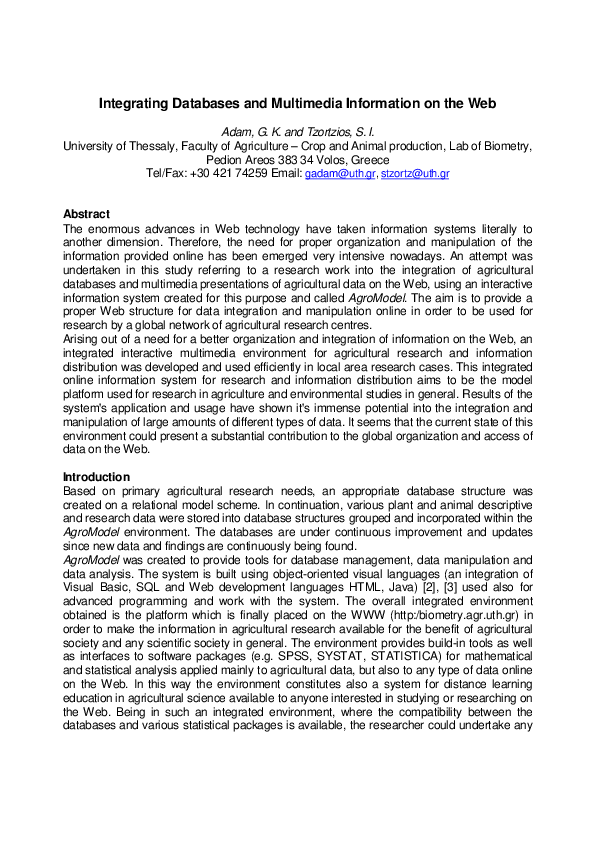 (PDF) Integrating Databases and Multimedia Information on the Web