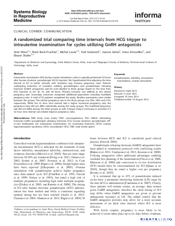 (PDF) A randomized trial comparing time intervals from HCG trigger ...