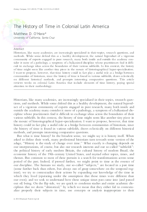 (PDF) The History of Time in Colonial Latin America