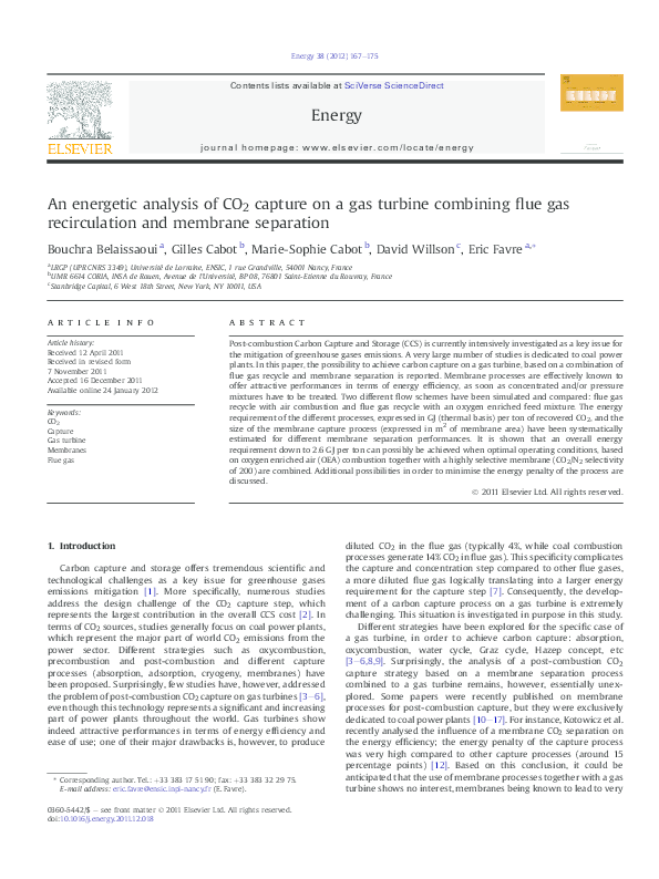 (PDF) An energetic analysis of CO2 capture on a gas turbine combining ...