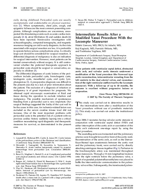 (PDF) Intermediate Results After a Modified Yasui Procedure With the ...