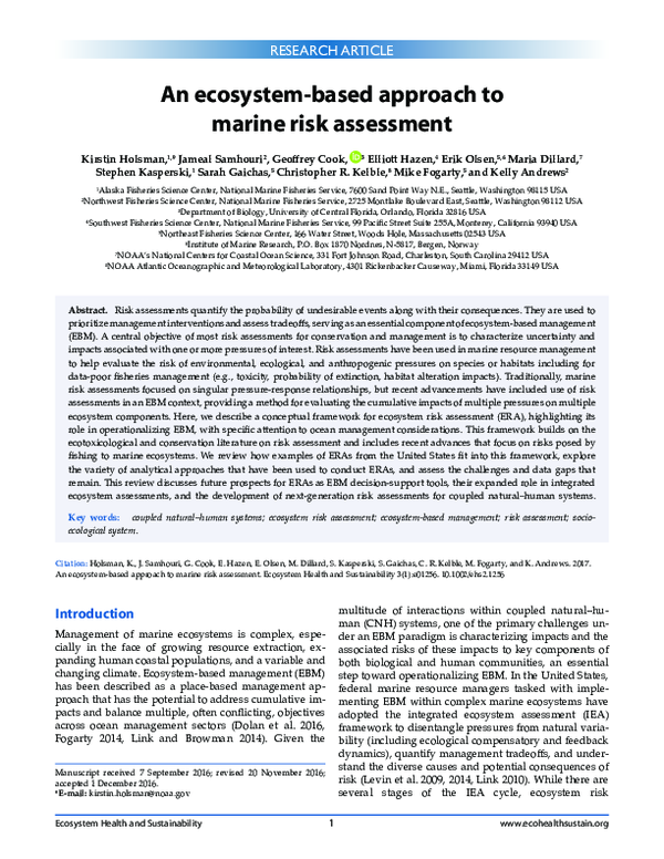 (PDF) An ecosystem-based approach to marine risk assessment