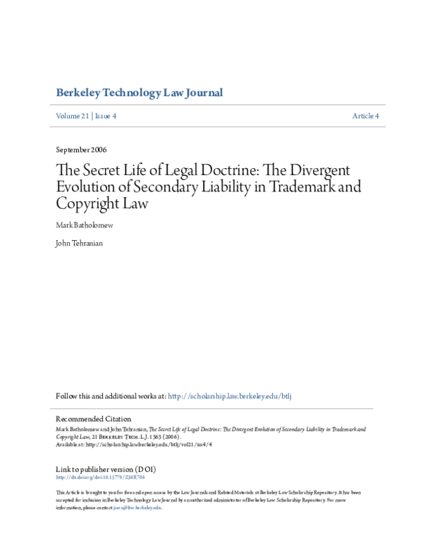 (PDF) The Secret Life of Legal Doctrine: The Divergent Evolution of ...