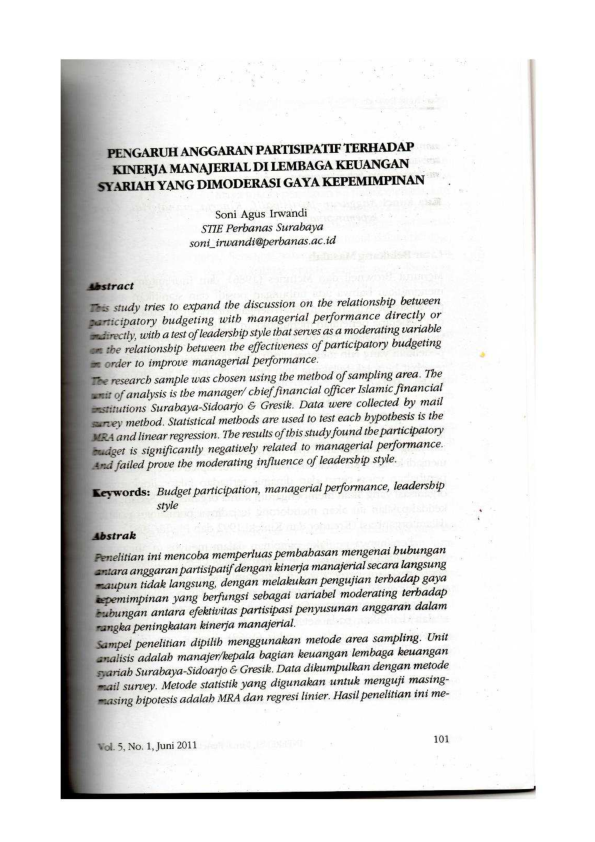 (PDF) PENGARUH ANGGARAN PARTISIPATIF TERHADAP KINERJA MANAJERIAL DI ...