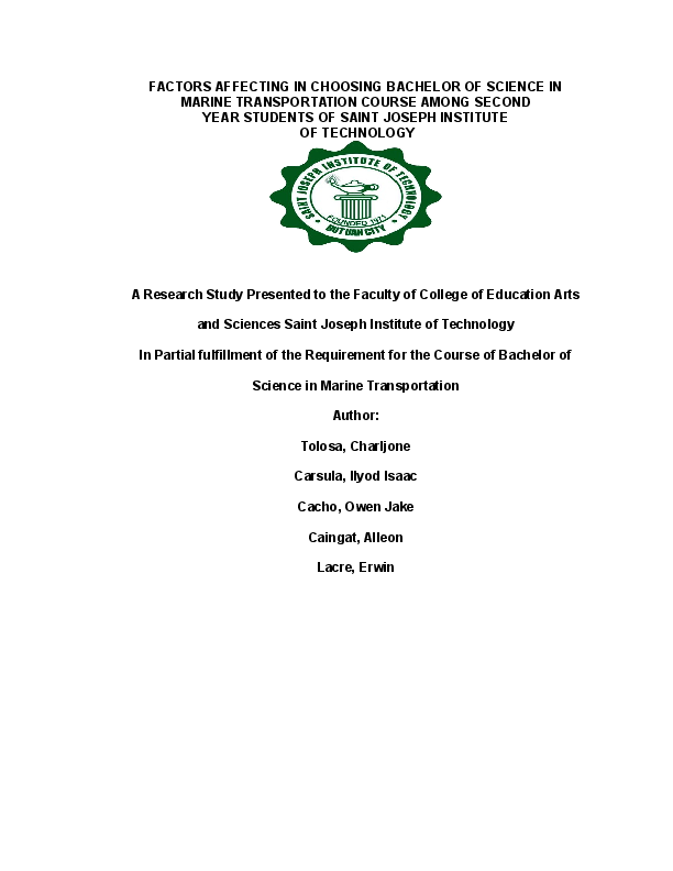 (DOC) FACTORS AFFECTING IN CHOOSING BACHELOR OF SCIENCE IN