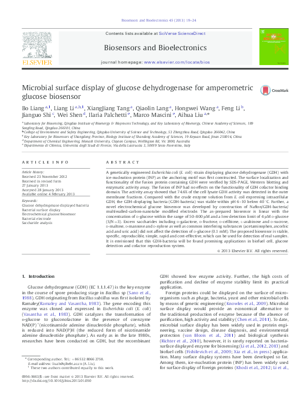 (PDF) Microbial surface display of glucose dehydrogenase for ...