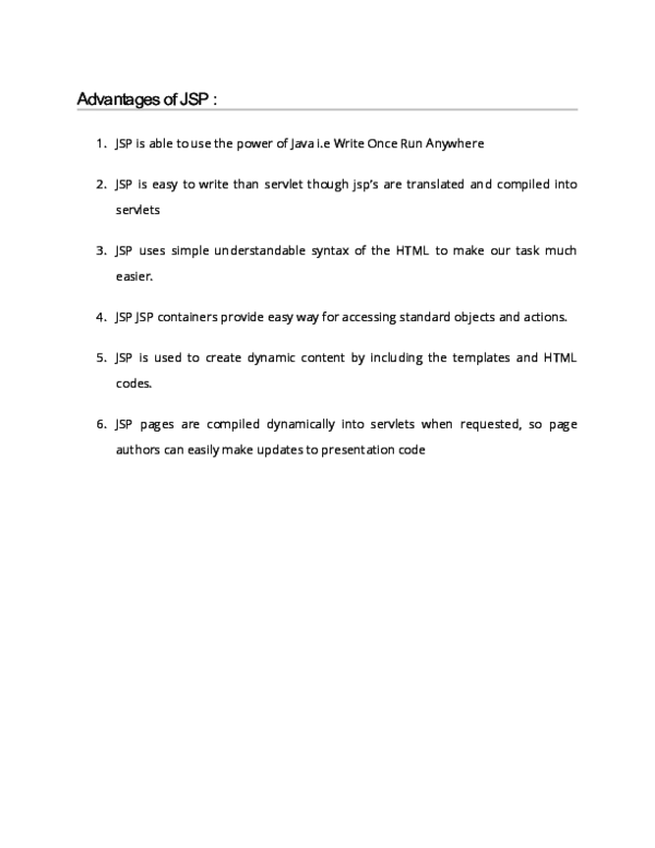 Doc Advantages Of Jsp Kumud Tiwari