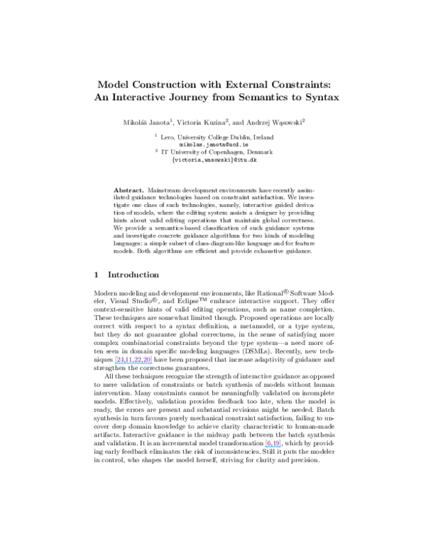 (PDF) Guided Model Construction with Constraints