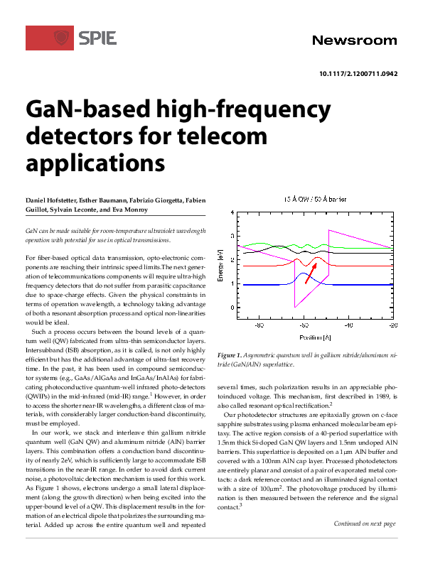 (PDF) GaN-based high-frequency detectors for telecom applications