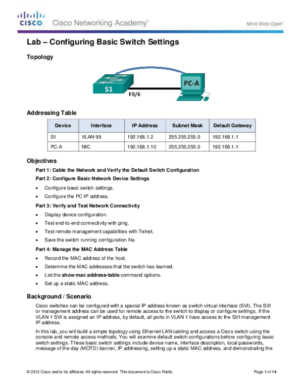 (PDF) Configuring Basic Switch Settings