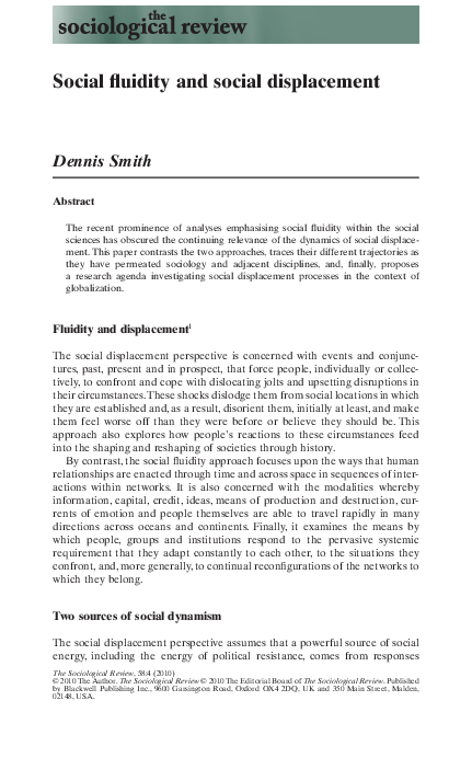 (PDF) Social fluidity and social displacement
