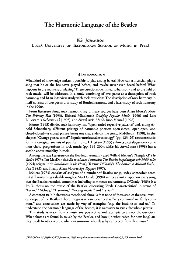 (PDF) The Harmonic Language of the Beatles