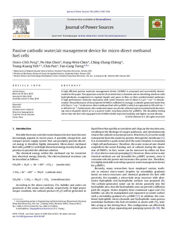 (PDF) Passive cathodic water/air management device for micro-direct methanol fuel cells