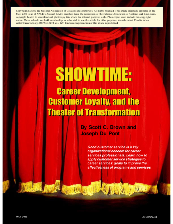 (PDF) SHOWTIME: Career Development, Customer Loyalty, and the Theater ...