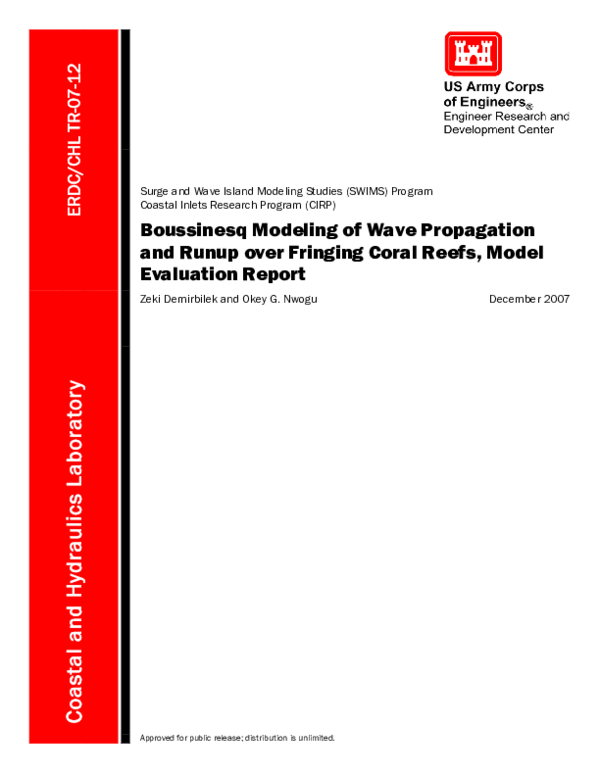 (PDF) Boussinesq modeling of wave propagation and runup over fringing coral reefs, model ...