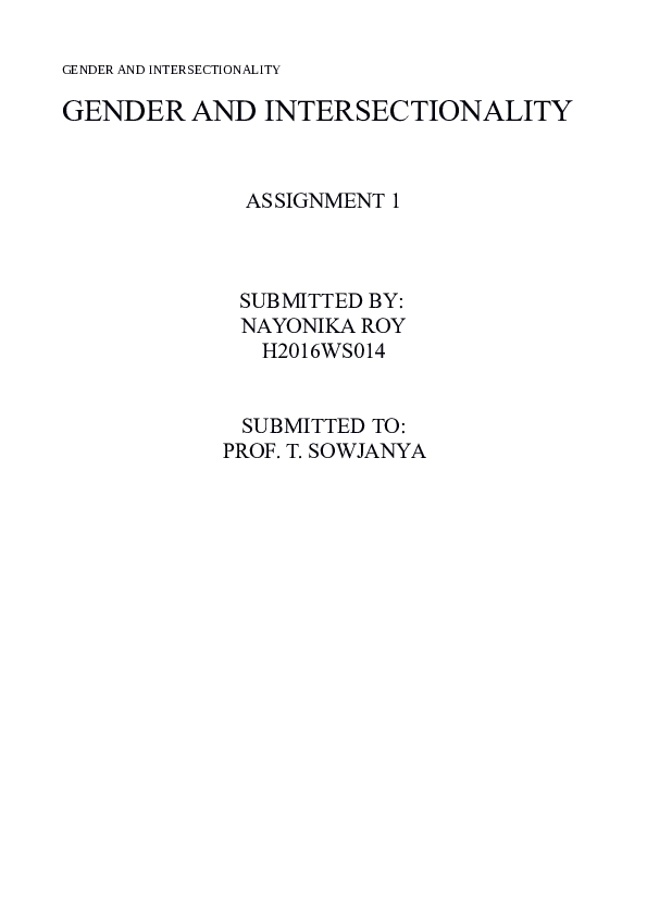 (DOC) GENDER AND INTERSECTIONALITY