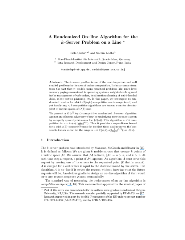 (PDF) Randomized k-Server Problem Algorithm on a Line
