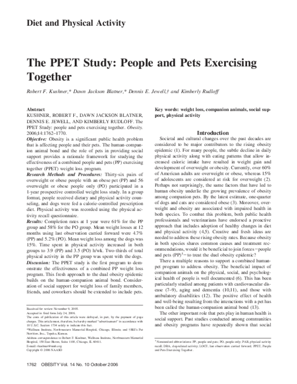 (PDF) The PPET Study: People and Pets Exercising Together*