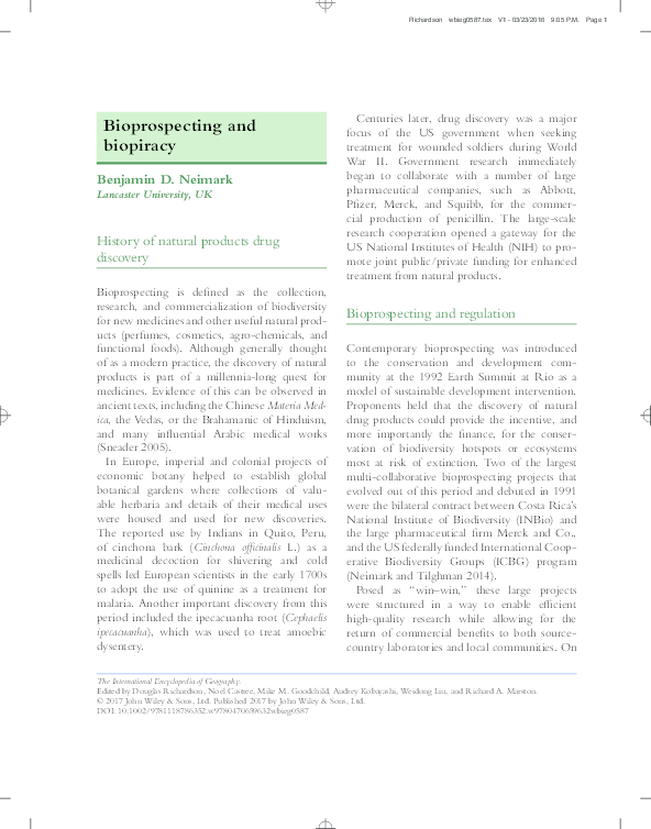 (PDF) Bioprospecting and biopiracy