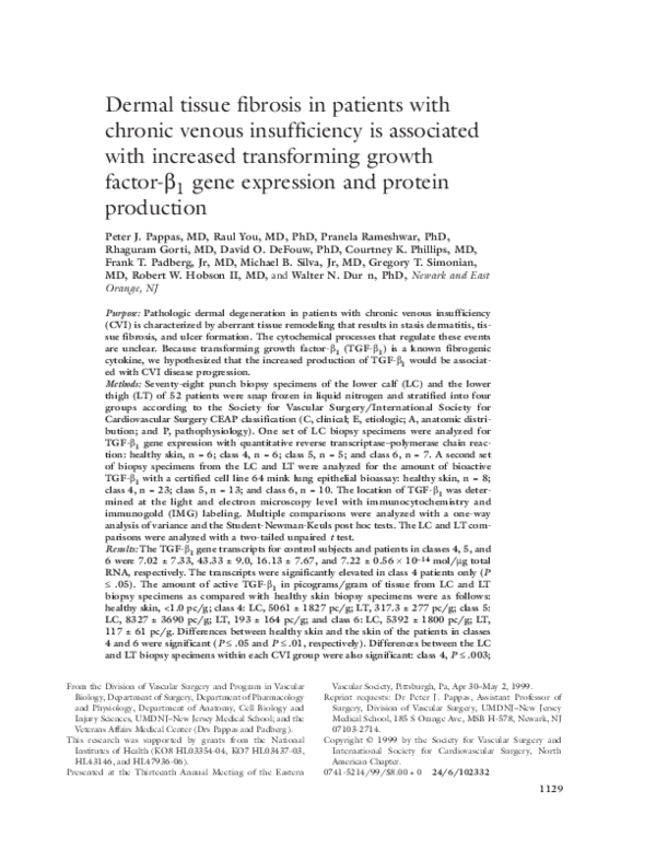 (PDF) Dermal tissue fibrosis in patients with chronic venous insufficiency is associated with ...
