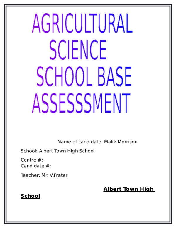 (DOC) Albert Town High School C.X.C Agricultural Science Crop ...