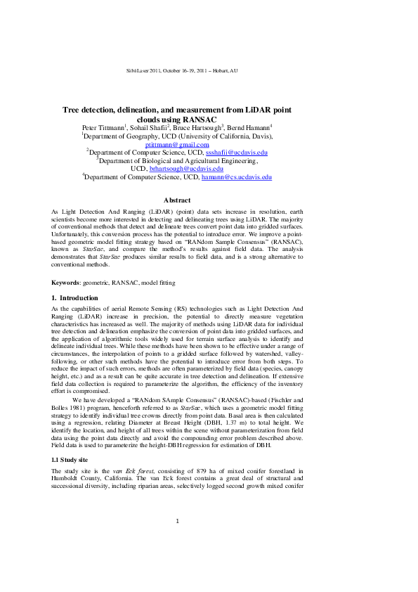 (PDF) Tree detection, delineation, and measurement from LiDAR point clouds using RANSAC