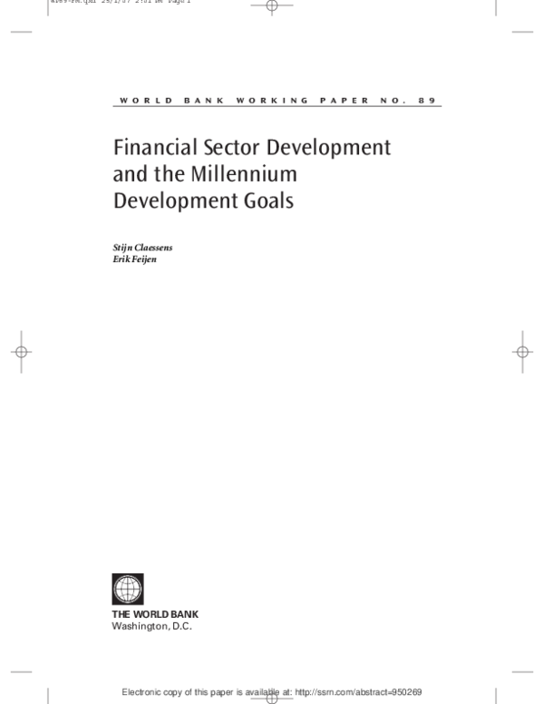 (PDF) Financial Sector Development and the Millennium Development Goals