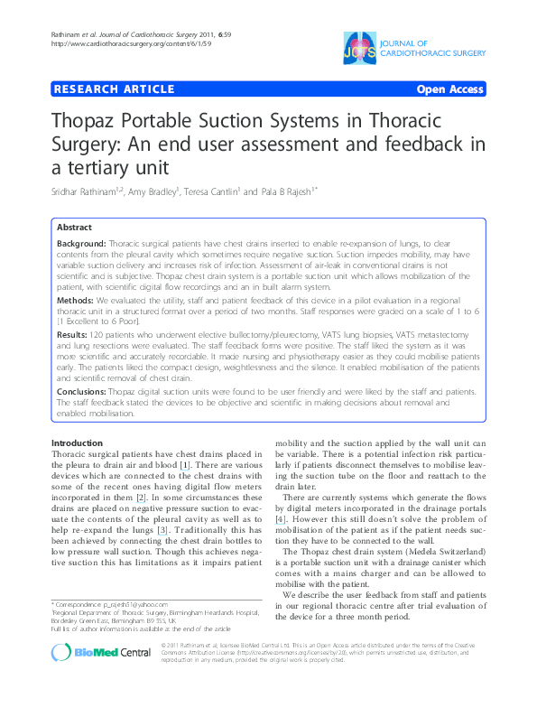 (PDF) Thopaz Portable Suction Systems in Thoracic Surgery: An end user ...