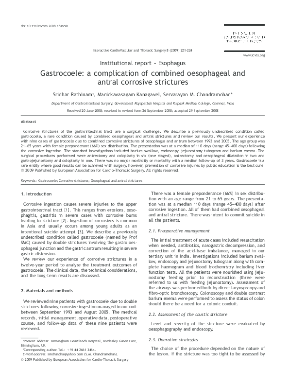 (PDF) Study of acquired oesophageal strictures | Kirti Jaiswal ...