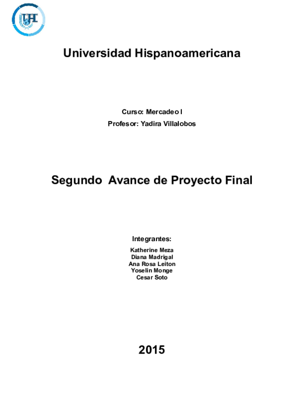 (DOC) Universidad Hispanoamericana Segundo Avance de Proyecto Final ...