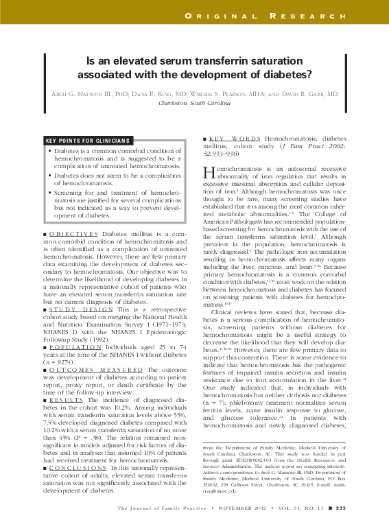 (PDF) Is an elevated serum transferrin saturation associated with the ...