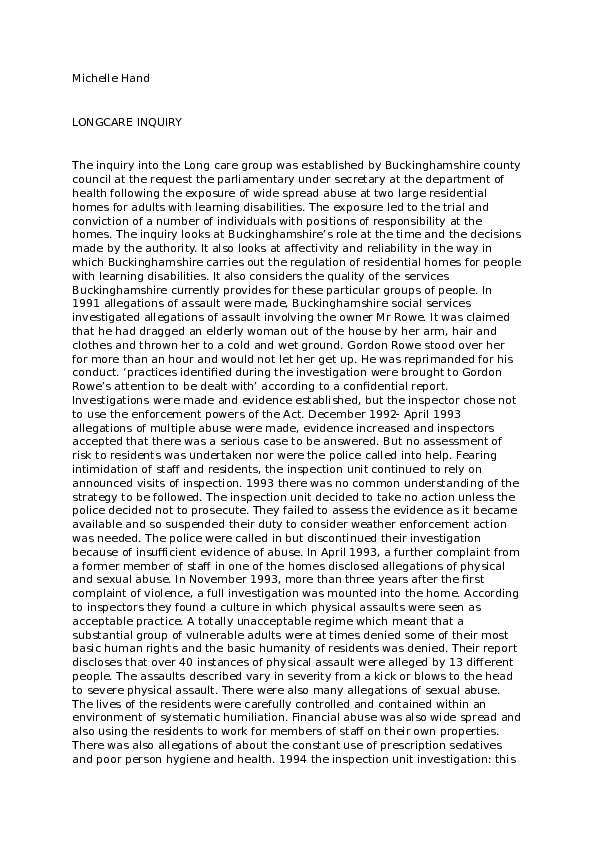 (DOC) Michelle Hand research project