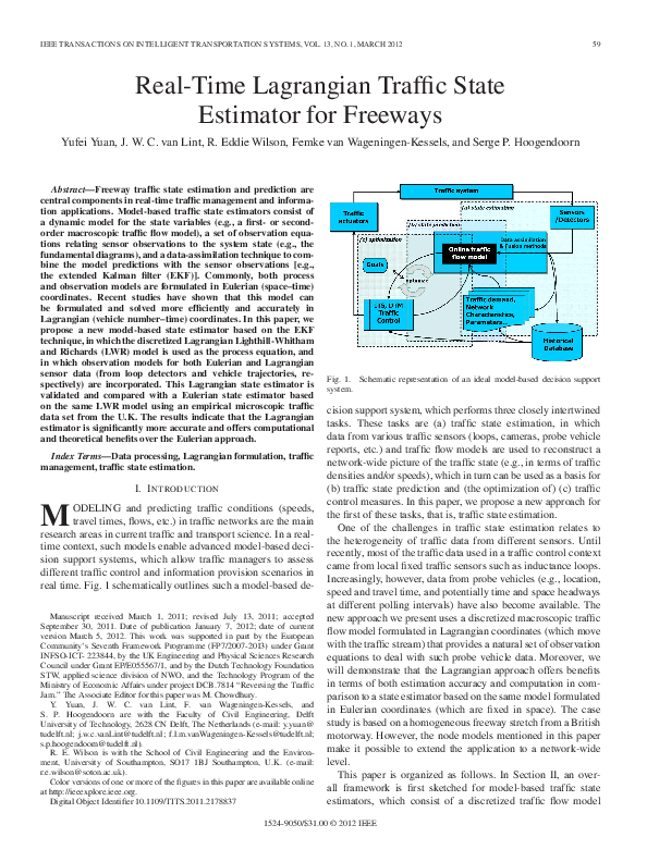 (PDF) Real-Time Lagrangian Traffic State Estimator for Freeways