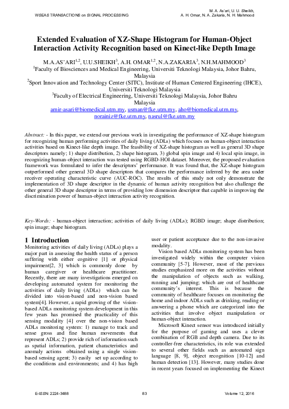 Pdf Kinect Sensor Based Object Feature Estimation In Depth Images