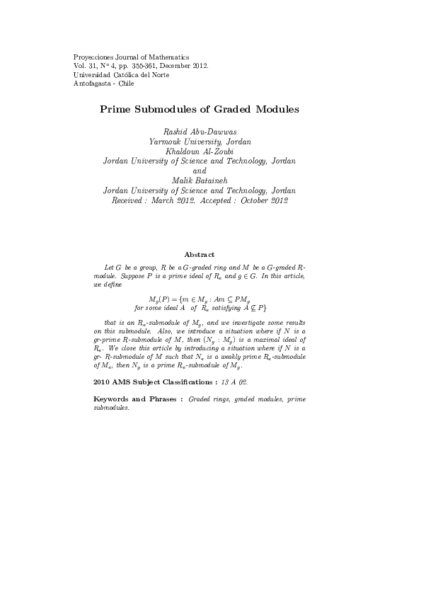 (PDF) Prime Submodules of Graded Modules