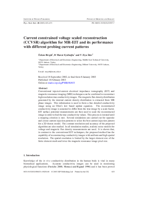 Pdf Current Constrained Voltage Scaled Reconstruction Ccvsr Algorithm For Mr Eit And Its