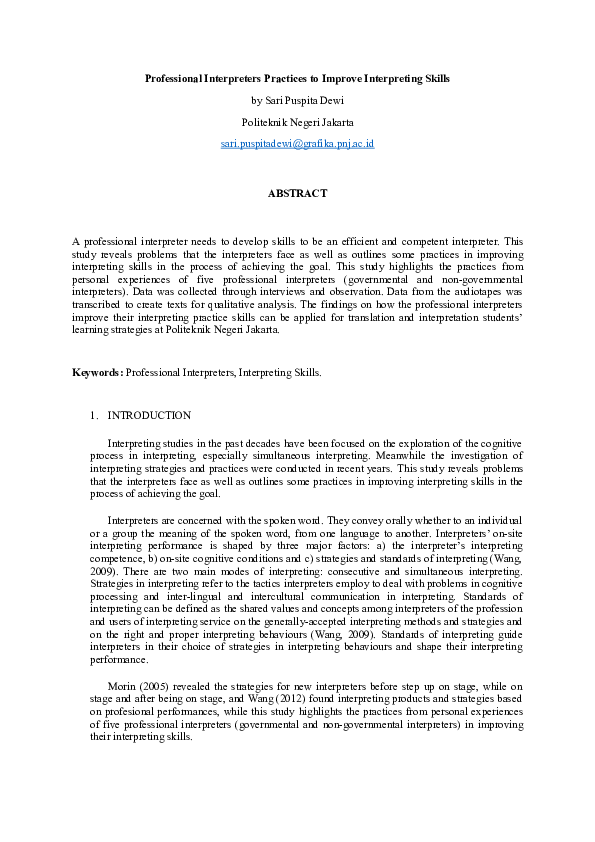 (DOC) Professional Interpreters Practices to Improve Interpreting Skills