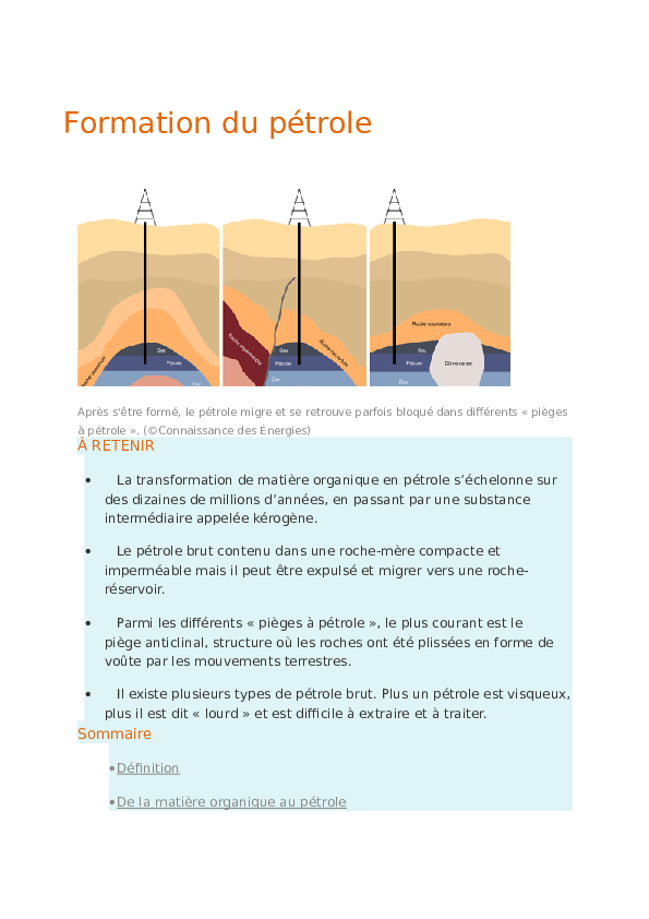 (DOC) Formation du pétrole