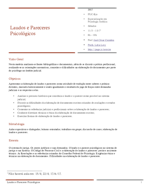 (PDF) Programa_Laudos e Pareceres Psicológicos