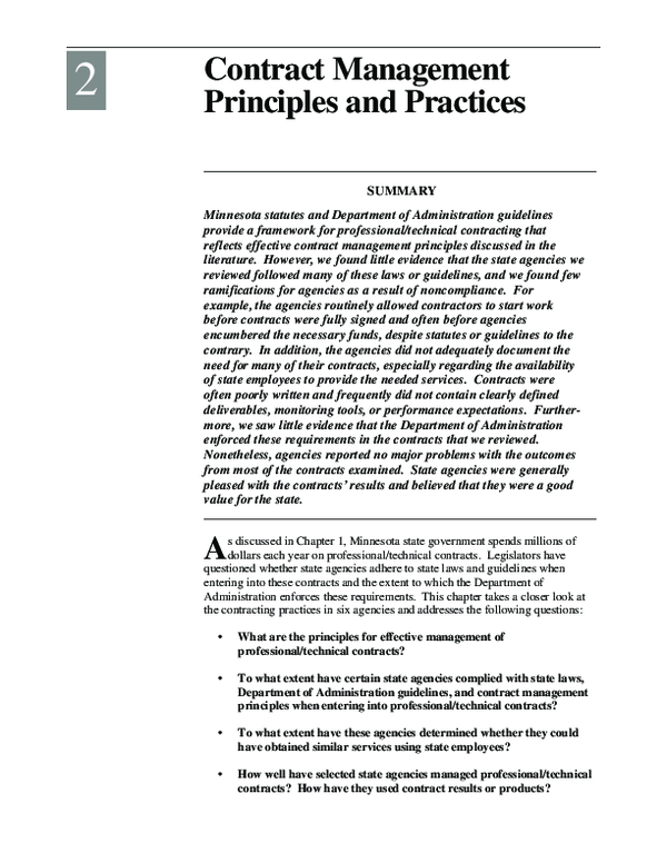 (PDF) Contract Management Principles and Practices