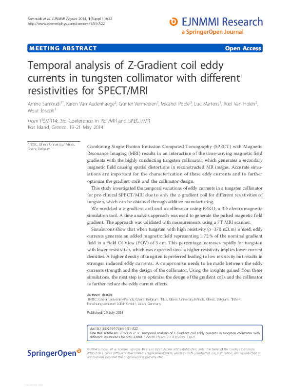 (PDF) Temporal analysis of Z-Gradient coil eddy currents in tungsten ...